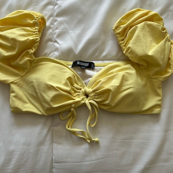 Missguided | Swim | Missguided Yellow Puff Sleeve Bikini Top | Poshmark